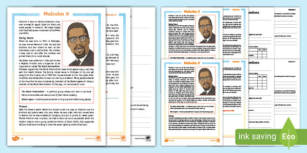 Malcolm X Reading Comprehension | Differentiated Activity
