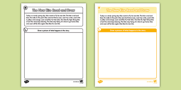 Kindergarten Read and Draw New Kite | Twinkl Reading