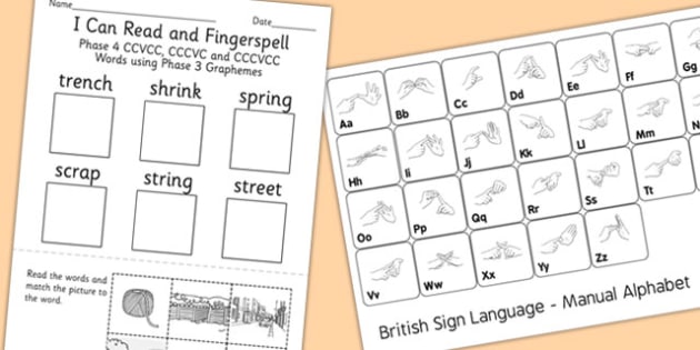 Can Read Fingerspell 4 CCVCC CCCVC CCCVCC Words Phase 3 Grapheme