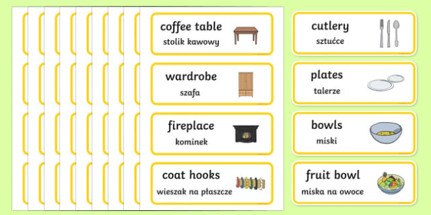 Home Corner Role Play Labels English/Polish - Home Corner Role Play Labels
