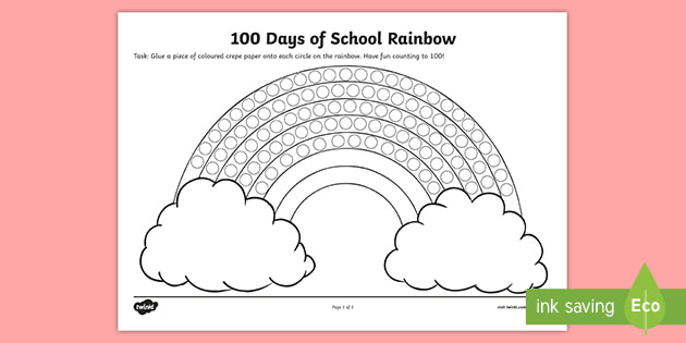100 Days of School Rainbow Cut and Stick Differentiated Activity
