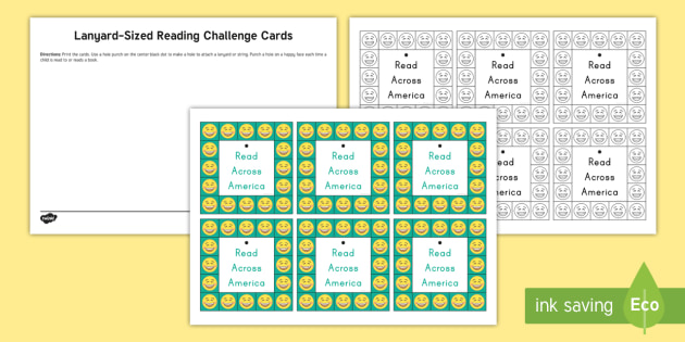 Read Across America Reading Challenge Cards - Reading Incentive