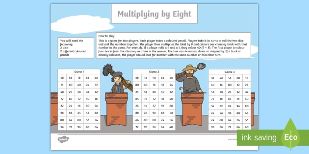 Up the Chimney - Multiply by Eight Game - Twinkl Resource