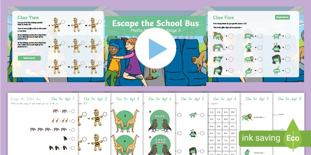 Escape the School Bus Maths Game (teacher made)