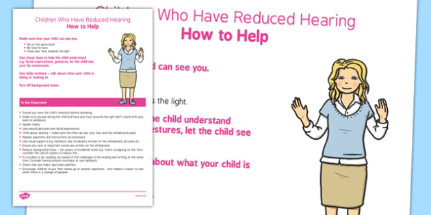 Supporting Students with Reduced Hearing Strategy Sheet