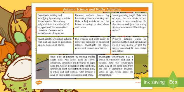 Autumn Science and Maths Worksheet / Worksheet