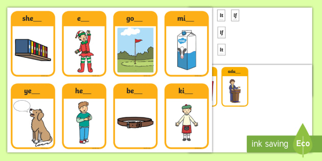 Phase 4 Consonant Blends Lf Lk Lp Lt Peg Matching Game