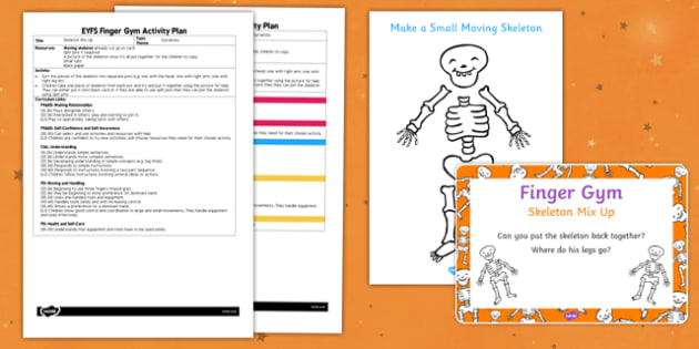 Eyfs Skeleton Mix Up Finger Gym Plan And Prompt Card Pack