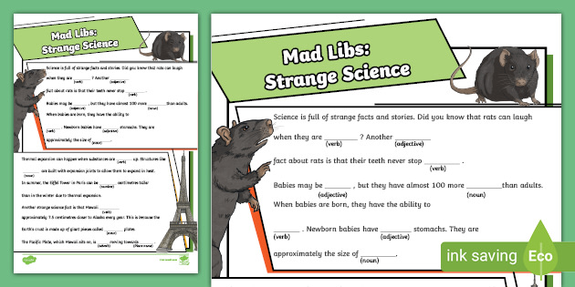 Mad Libs Strange Science (teacher made)