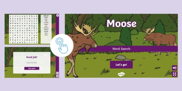 Interactive Moose Themed Word Search (Teacher-Made)