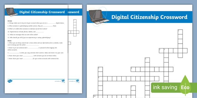 NZ Digital Citizenship Crossword (teacher made)
