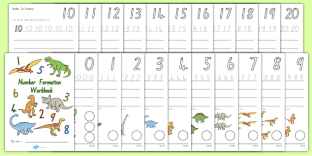 Number Formation Workbook Dinosaurs NZ (teacher made)