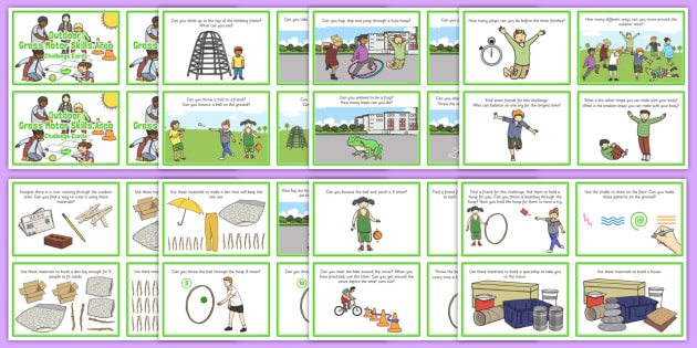 Outdoor Gross Motor Skills Area Challenge Cards
