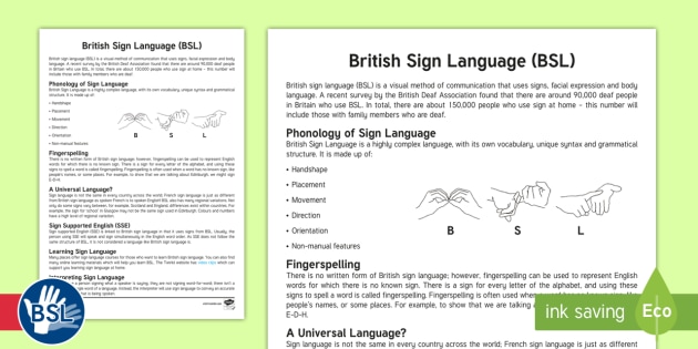 British Sign Language Information Guide