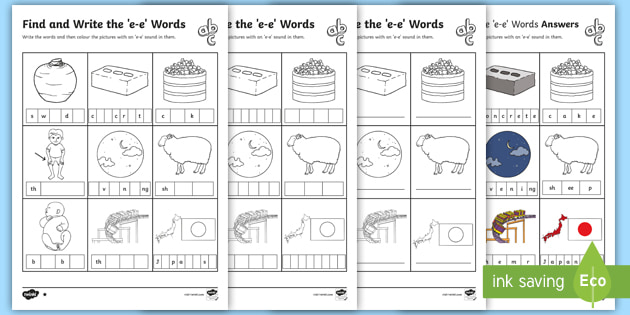 Find and Write the e-e Words Differentiated Worksheets