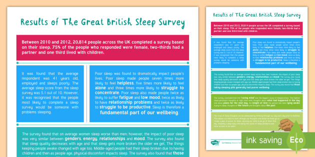 Staff Wellbeing The Great British Sleep Survey Results Info
