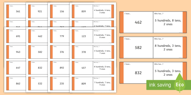 Three-Digit Number Place Value Loop Cards