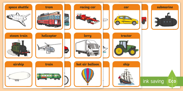 Transport Sorting Word and Picture Cards - Transport, matching cards ...