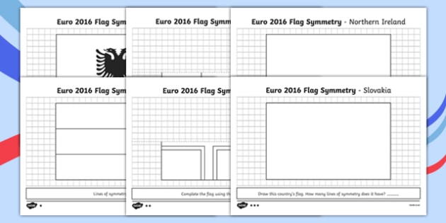 Euro 2016 Flag Symmetry Worksheet / Worksheet Pack