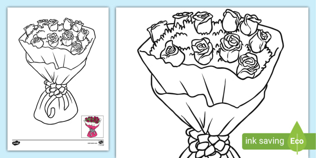 FREE! - Pink Rose Bouquet Colouring Sheet | Colouring Pages