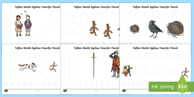 Taflenni Gwaith Sgiliau Ymarfer Pensil i Gefnogi'r Dysgu am Brig ddyn ...