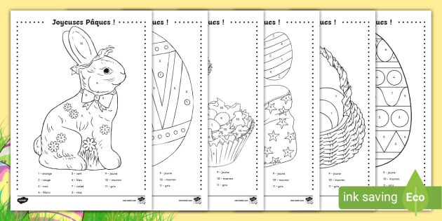 👉 French: Easter Colour by Number Sheets - KS2 Resource