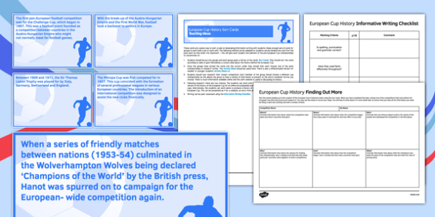 History of the European Cup Information Writing Activity