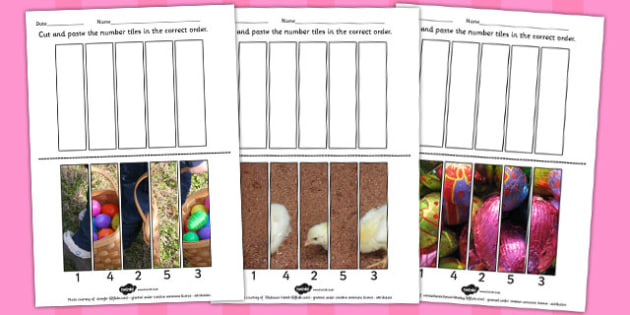 Easter Themed Photo Number Sequencing Puzzles (teacher made)