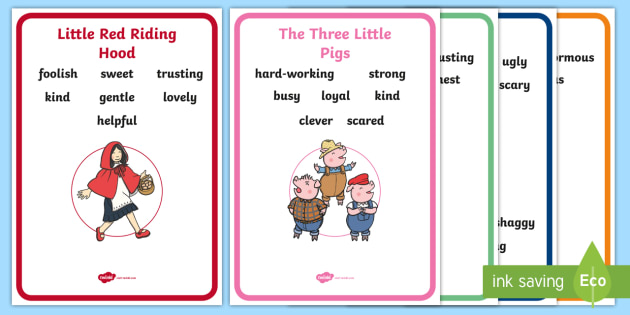 Tale Character Traits Display Posters - Story Character Attribute Posters