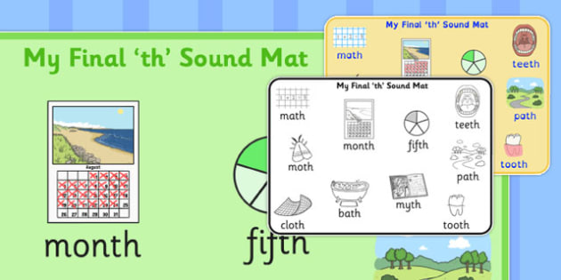 Final Voiceless 'th' Sound Word Mat (teacher made)