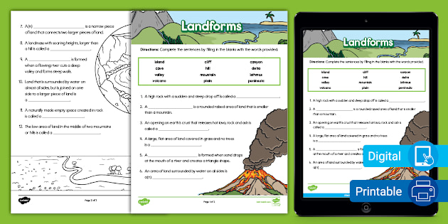 Landforms Worksheet 5th Grade