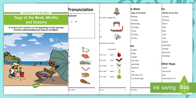 Introduction to Te Reo Māori: Days of the Week, Months and Seasons Booklet