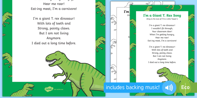 I'm a Giant T. Rex Song - Primary Resources
