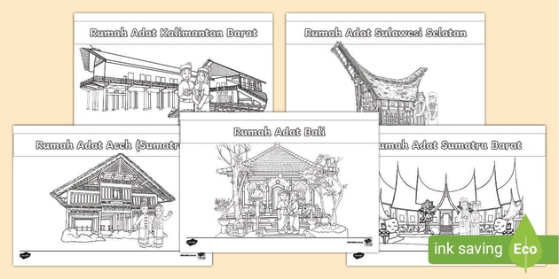 Traditional Houses of Indonesia Colouring Pages