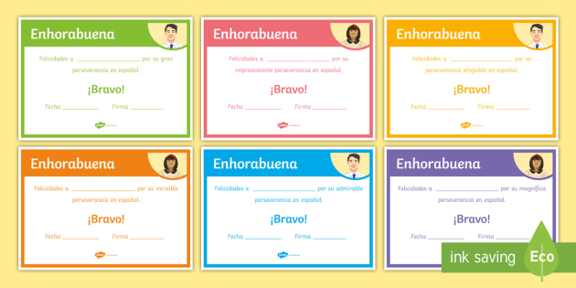 End-of-Year Resilience Award Certificates Spanish