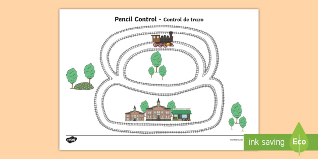 Train Track Pencil Control Worksheet / Worksheets - English / Spanish ...