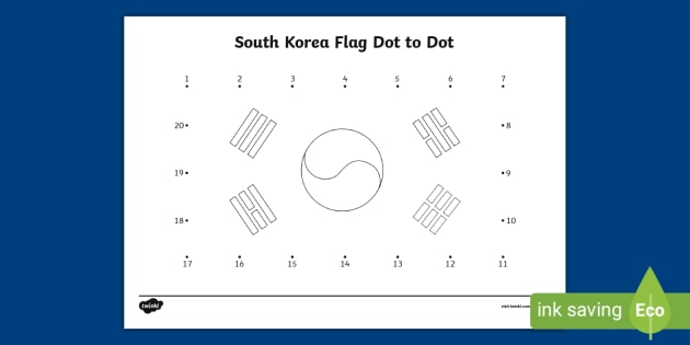 South Korea Flag Dot to Dot Worksheet
