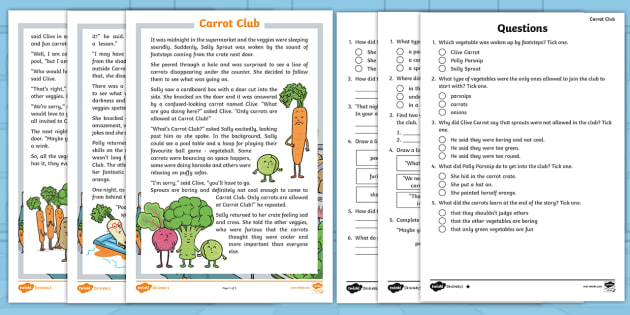 Carrot Club Differentiated Reading Comprehension Activity