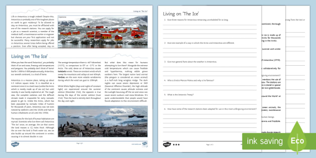 Living on 'The Ice': Differentiated Reading Comprehension Activity