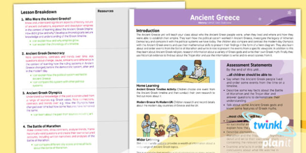 History: Ancient Greece UKS2 Planning Overview