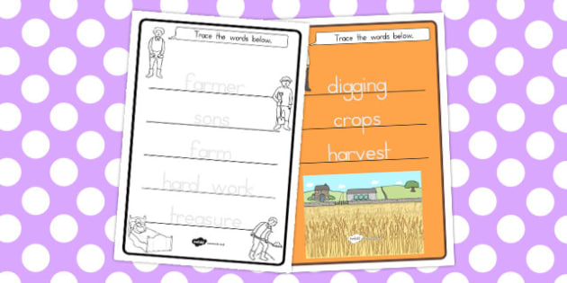The Farmer and His Sons Trace the Words Worksheets - australia