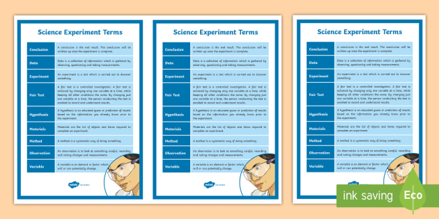 Science Experiment Terms Print-Out
