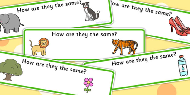How Are They The Same Activity Cards (teacher made)