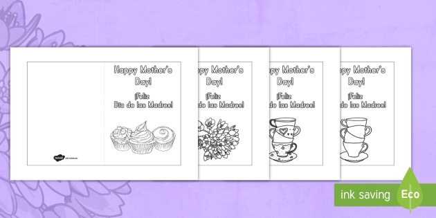 Mother's Day Card Templates (Coloring) English/Spanish - Mother\'s Day Card
