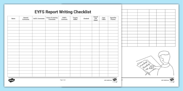 EYFS Report Writing Checklist