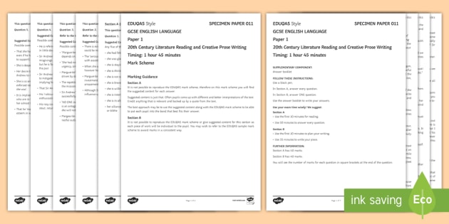 Eduqas Lang Paper 1: Extracts & Questions - Pimpernel