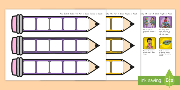 New Zealand Reading 4th Year of School Targets on Pencils Assessment ...