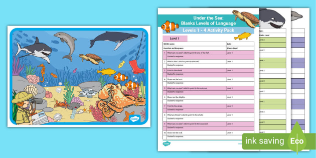 Under the Sea: Blanks Levels of Language Levels 1 - 4 Activity Pack