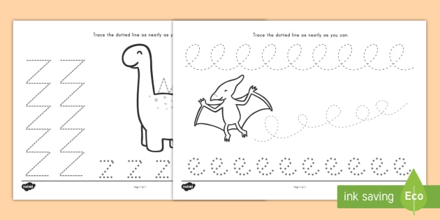 Dinosaur Pencil Control Worksheets - dinosaur, pencil control, letter