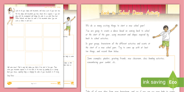 Back to School Dance Activity Worksheet (teacher made)